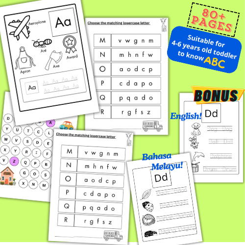 HARDCOPY - LATIHAN WORKSHEET ABC untuk tadika preschool prasekolah ...