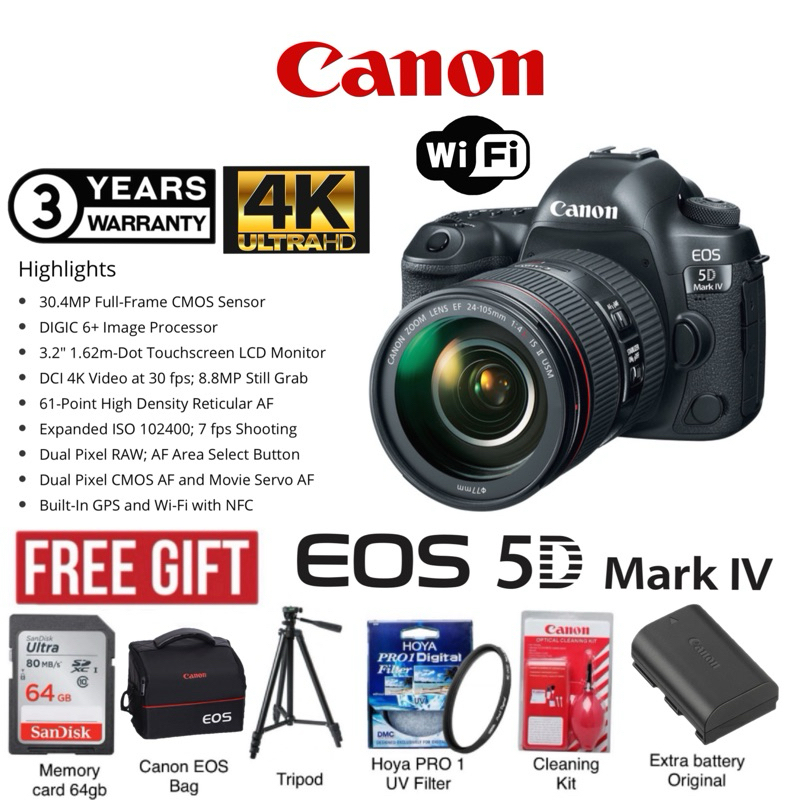 (NEW)CANON EOS 5D MARK IV 24-105MM F/4L IS USM II (3 YEARS WARRANTY ...