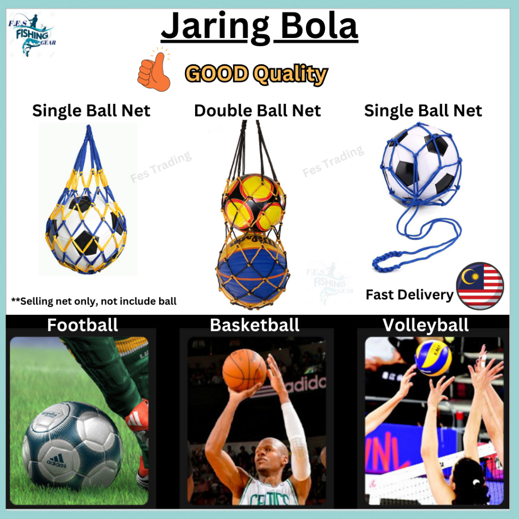 Ball Storage Bag Single Ball Beg Bola Sepak Net Bag Carry Double Balls ...
