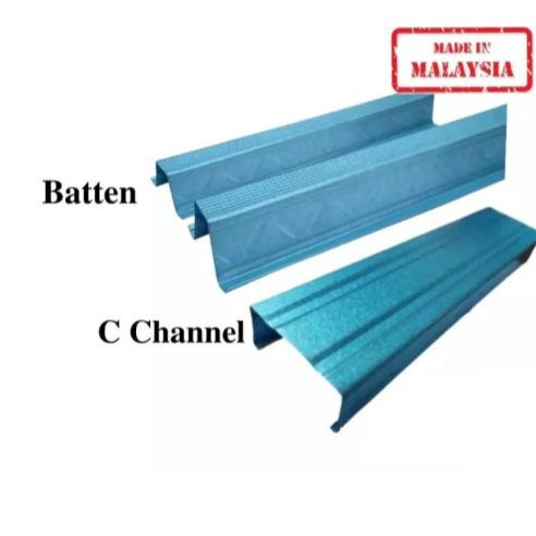 C Channel Blue Biru Truss 0.75mm / Batten Blue Biru Besi Bumbung C Besi ...