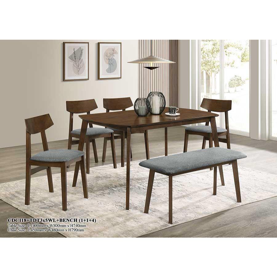 1 Dining Table 4 Dining Chairs 1 Banch Dining Room Set Meja Makan Kayu ...