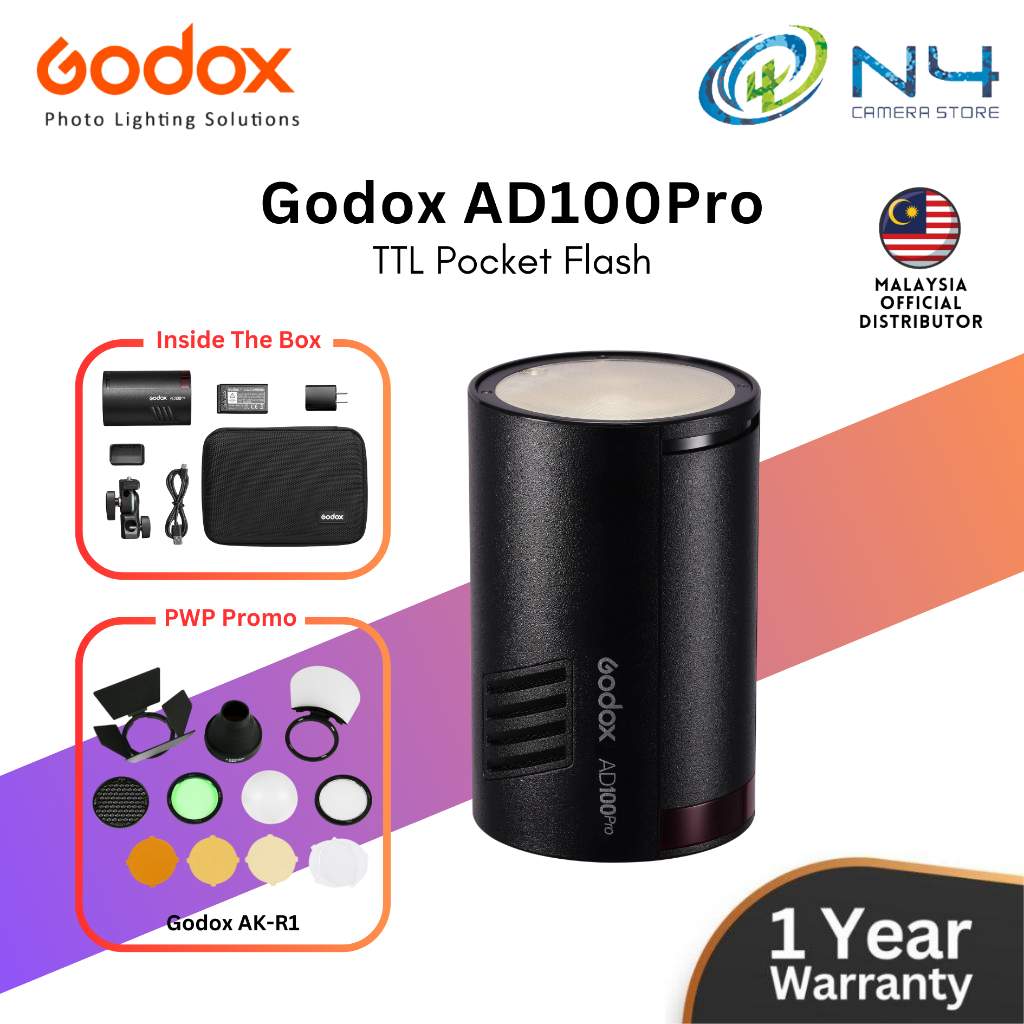 Godox AD100Pro / AD100Pro II 100Ws TTL 2.4G HSS 1/8000s Pocket Flash ...