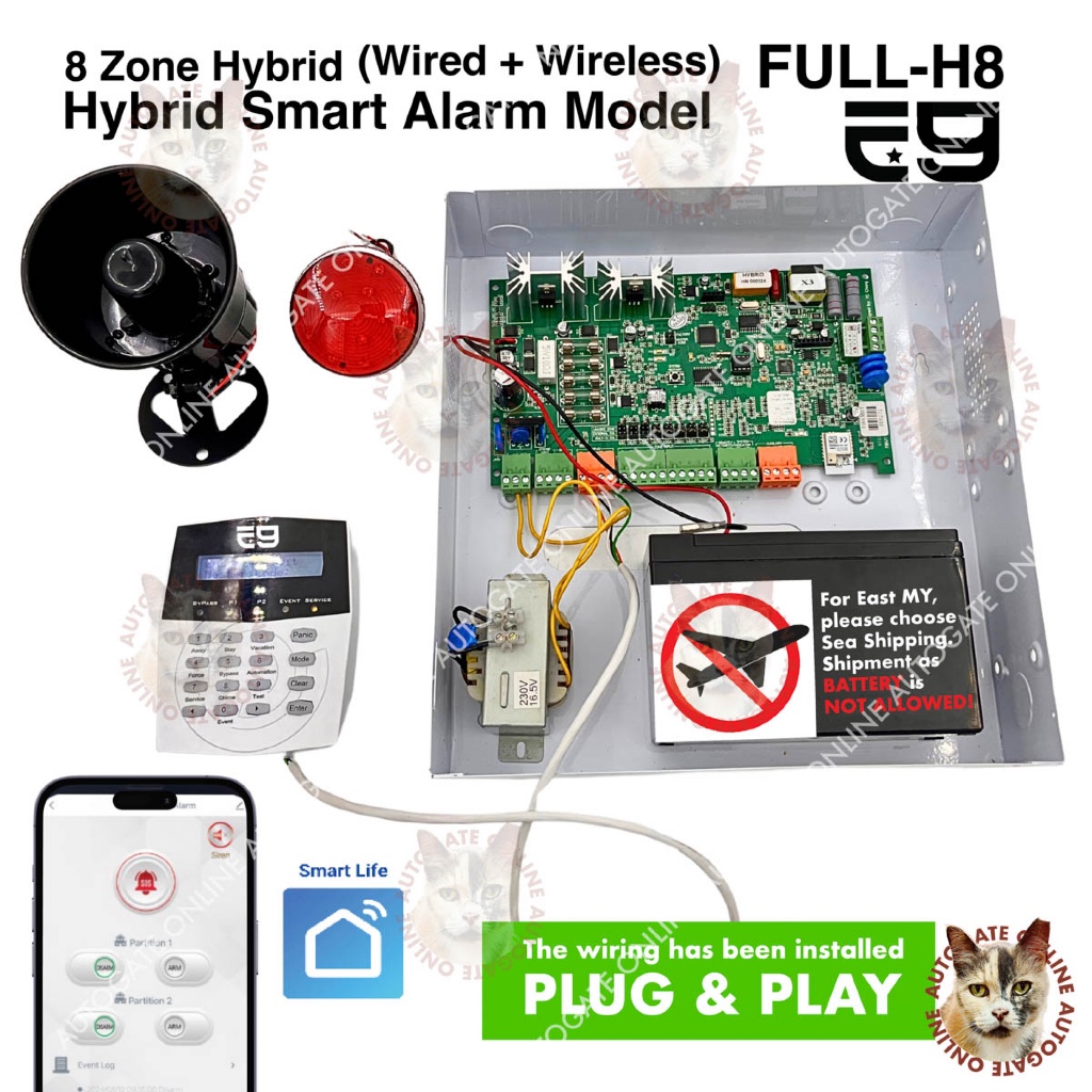 E9 Full-H8 8 Zone Hybrid Smart Alarm Model (Wired + Wireless) Tuya ...