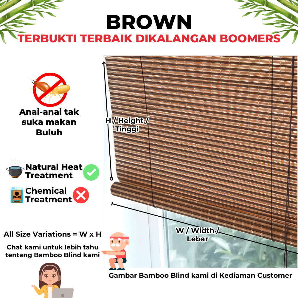 SUPERSAVE Japanese Bamboo Blind Roll Up Blind Bidai Buluh Bidai Kayu ...