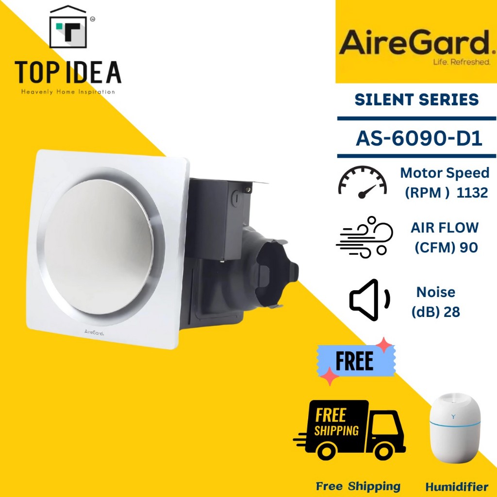 AireGard Air Ventilation Exhaust Fan Silent Series Square - AS-6090-D1 | Shopee Malaysia