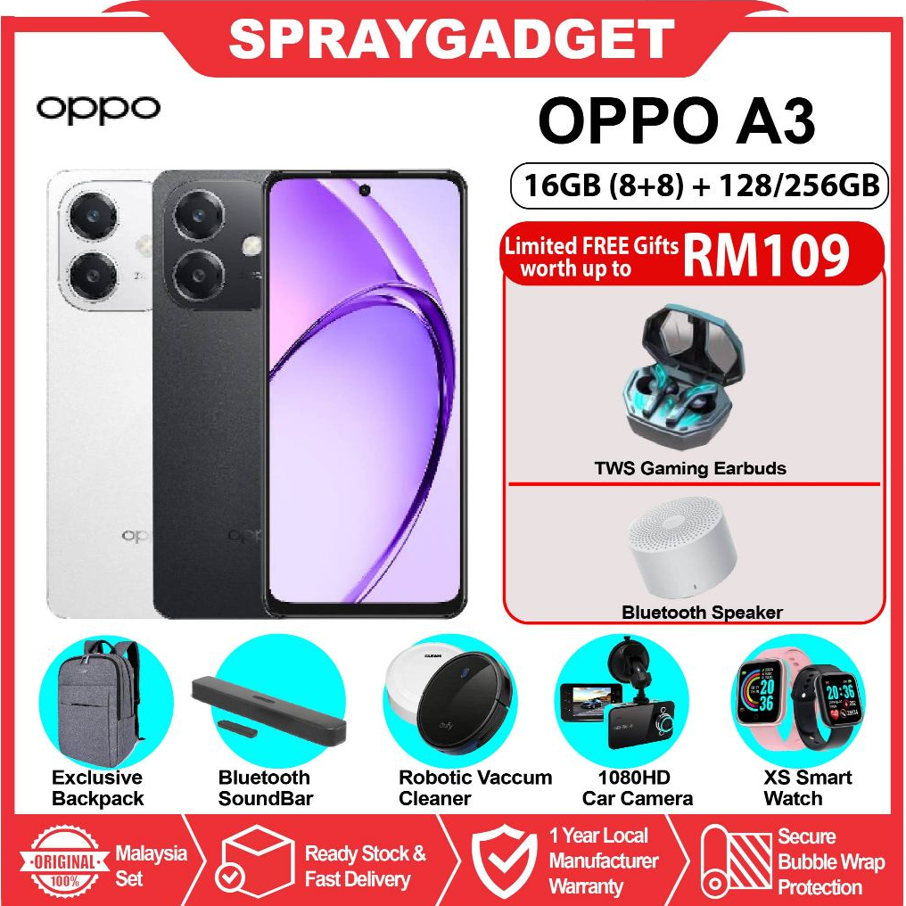 OPPO A3 4G/5G - 16GB*(8+8GB Extended RAM) + 256/128GB ROM l 45W ...