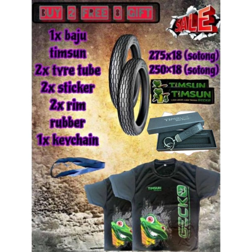 💥FREE T-SHIRT💥 Timsun Tyres TS663 2.50-18 / 2.75-18 TAYAR TIM SUN BUNGA ...