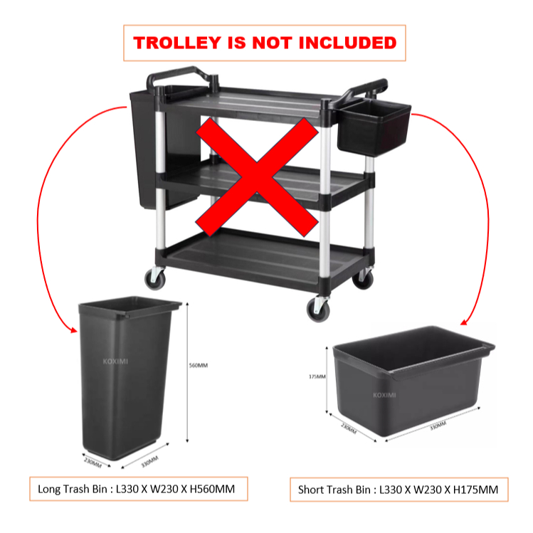 SET of Plastic Collector Bin Trash Bin Side Bin for Dish Collection ...