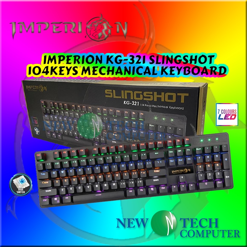 IMPERION KG-321 SLINGSHOT MECHNICAL 7 LED 104 KEYS USB GAMING KEYBOARD ...