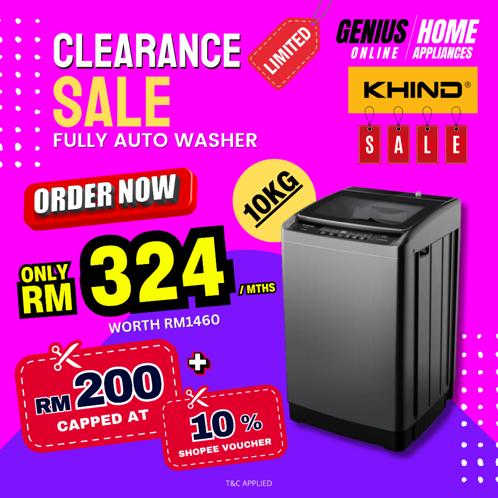 CLEARANCE SALE 🇲🇾 KHIND Fully Auto Washing Machine Washer (10kg) WM100A ...