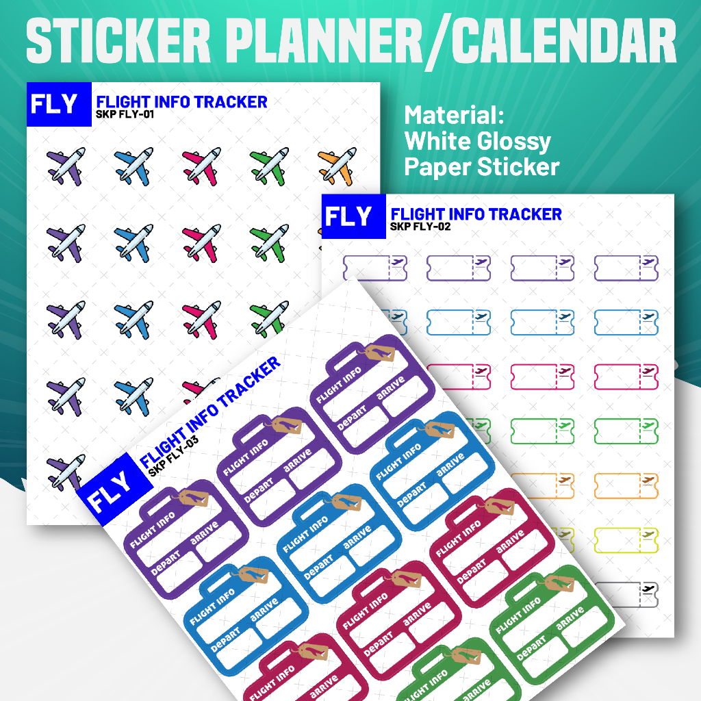 Flight Airplane Info Tracker Calendar Planner Sticker | Icon Marking ...