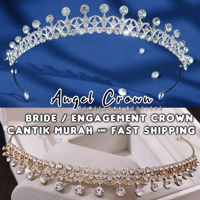 BRIDE CROWN/ ANGEL CROWN TUNANG NIKAH KONVO / TIARA ZIRCONIA RHINESTONE ...