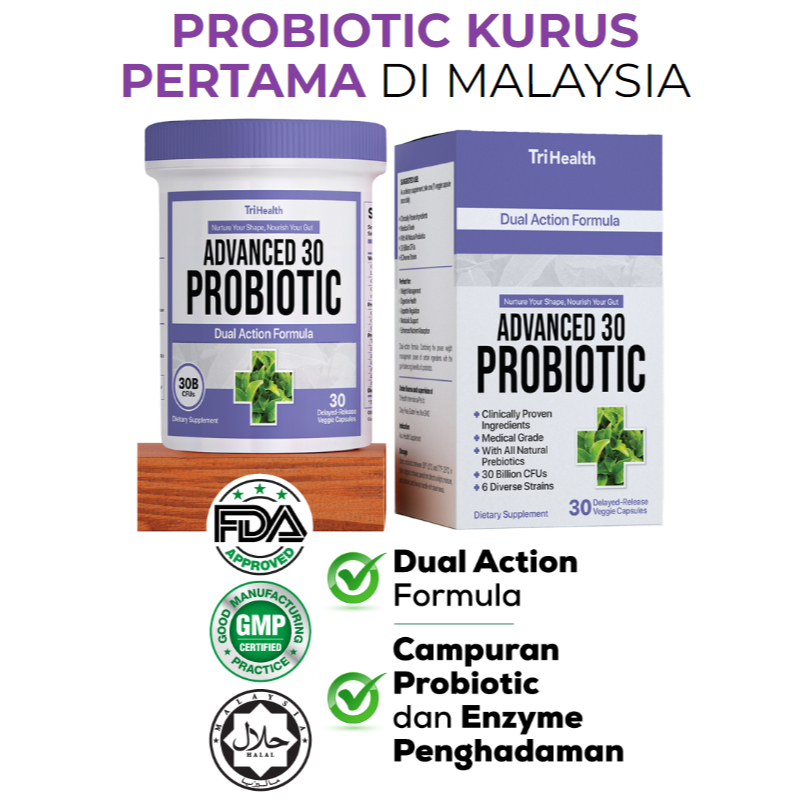 TRIHEALTH ADVANCE PROBIOTIC 30 CAPSULE DUAL ACTION FORMULA | Shopee ...
