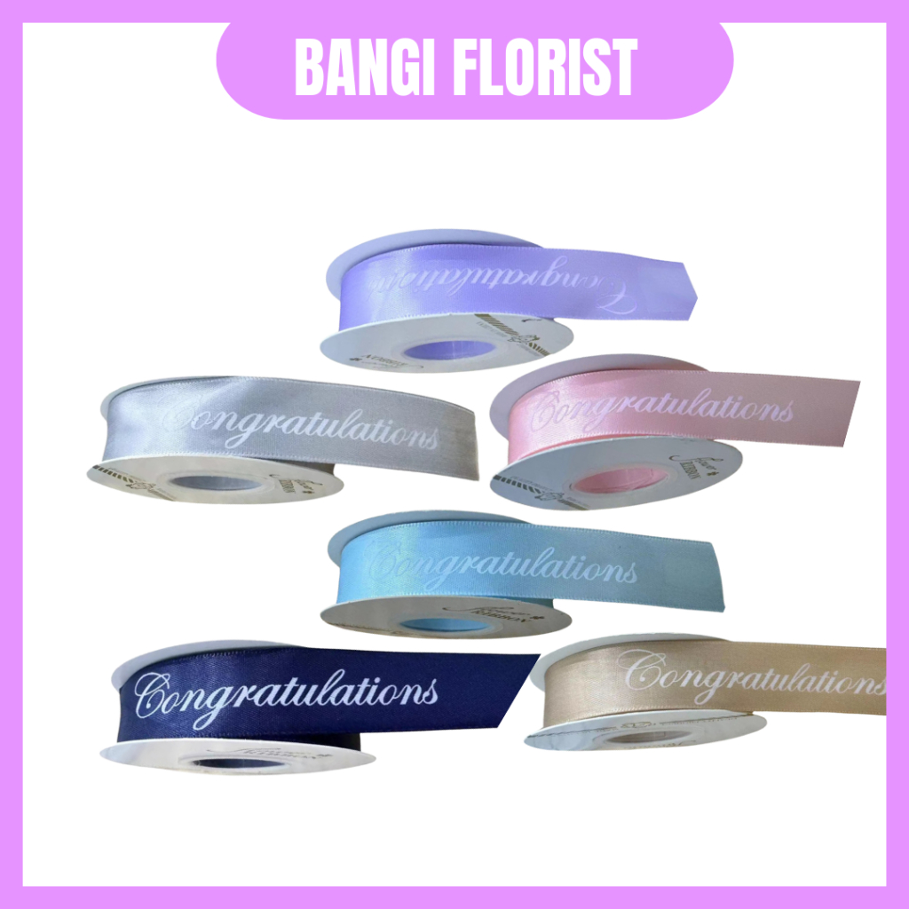 (22M) 2.5CM CONGRATULATION Ribbon Graduation Reben Riben Gift Satin ...