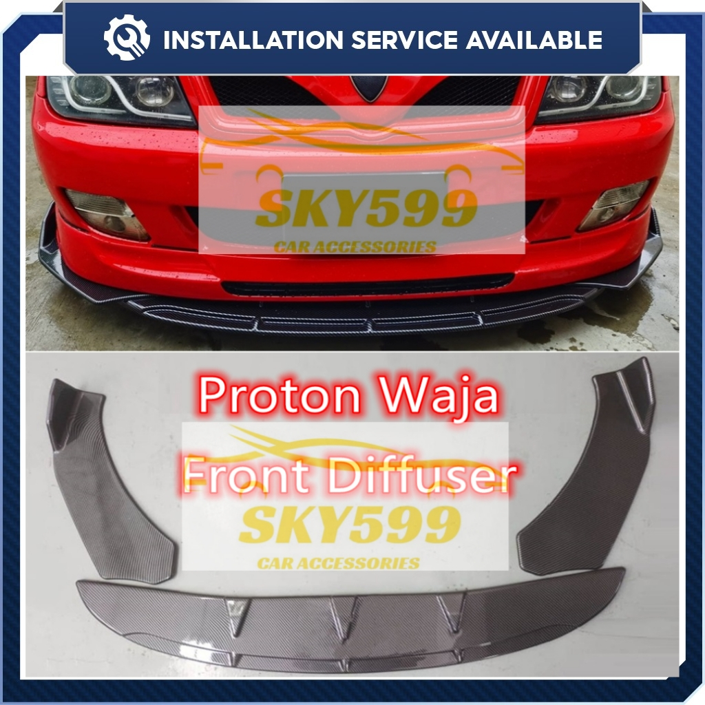 Proton Waja Front Bumper Diffuser Lip Wrap Angle Splitters Black ...
