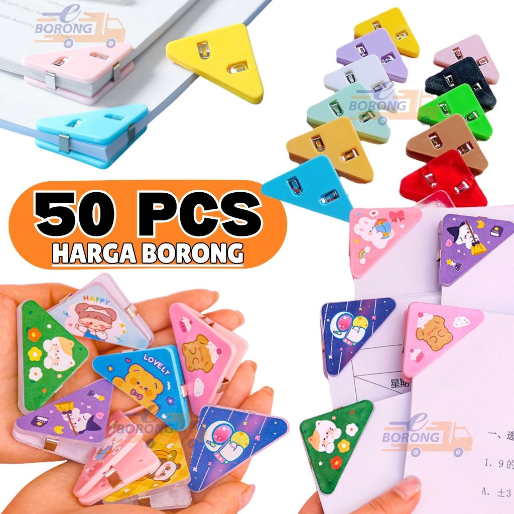 BORONG【50 pcs】Corner Triangle Paper Clip Student Stationery A4 Binder ...
