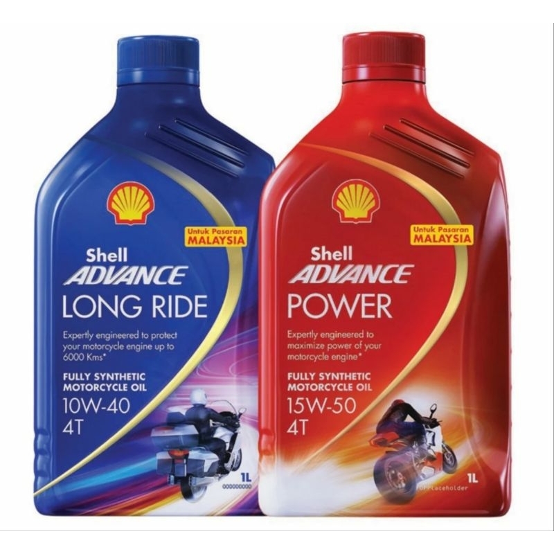 SHELL ADVANCE 4T LONG RIDE 10W-40 & POWER 15W-50 FULLY SYNTHETIC (100% ...