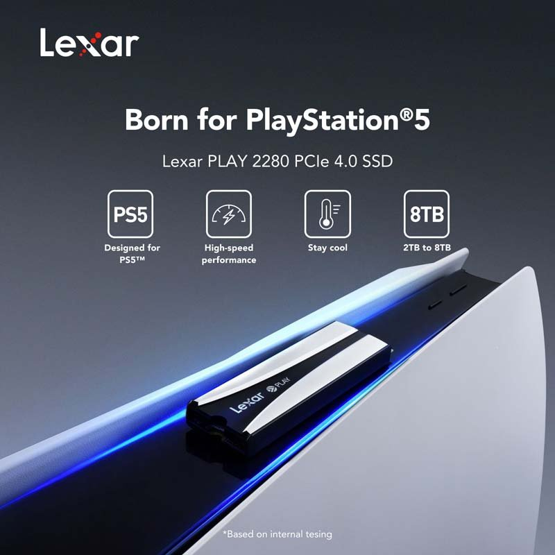 Lexar Play 2280 PCle Gen 4x4 NVMe,Perfect for PS5,Up to 7400/6500 MB/s,With Heatsink Internal ...