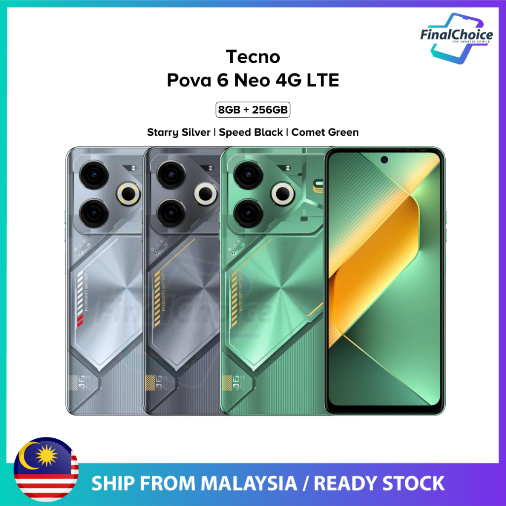 (New) Tecno Pova 6 Neo 4G LTE/LI6 (8GB+256GB) Original Tecno Malaysia ...