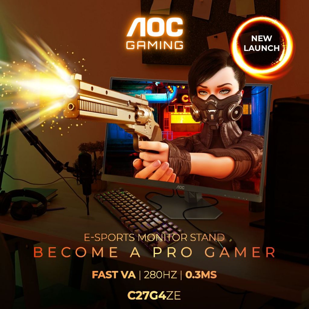 AOC C27G4ZE 27" CURVED GAMING MONITOR ( 27" FAST VA FHD / 0.3MS / 280HZ ...