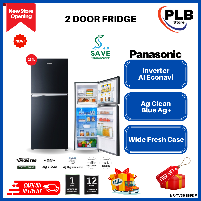 PANASONIC 2 DOOR REFRIGERATOR NR-TV301BPKM (288L/268L) | Shopee Malaysia