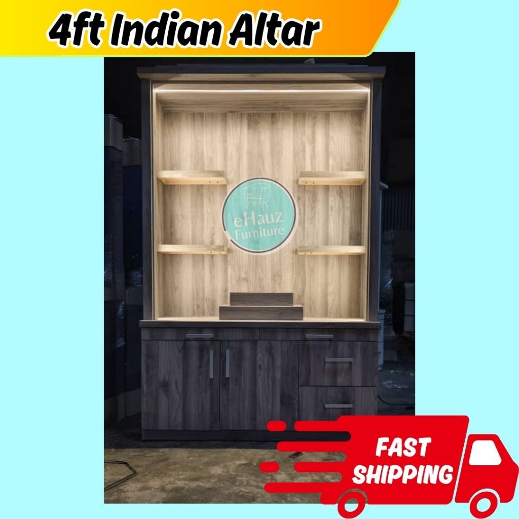 eHauz Elegant wooden 4FT Indian Prayer Altar- Almari Sembahyang Indian ...