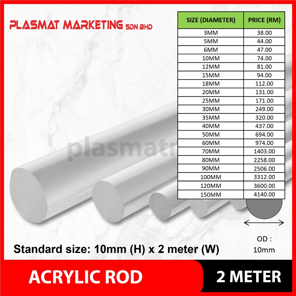 ACRYLIC ROD CLEAR / TRANSPARENT 35MM - 70MM | Shopee Malaysia