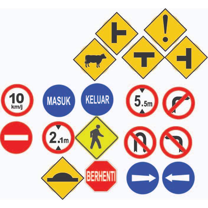 Road sign, JKR road sign, papan tanda jalan raya, berhenti, bumper ...