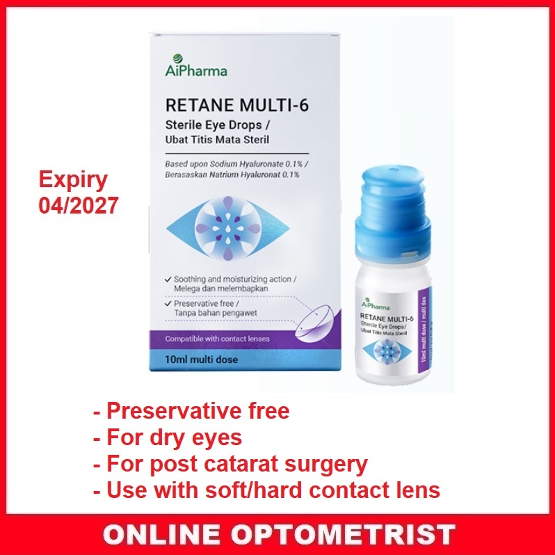 AiPharma Retane Multi-6 Sterile Eye Drops 10ml - For Dry, Irritated ...