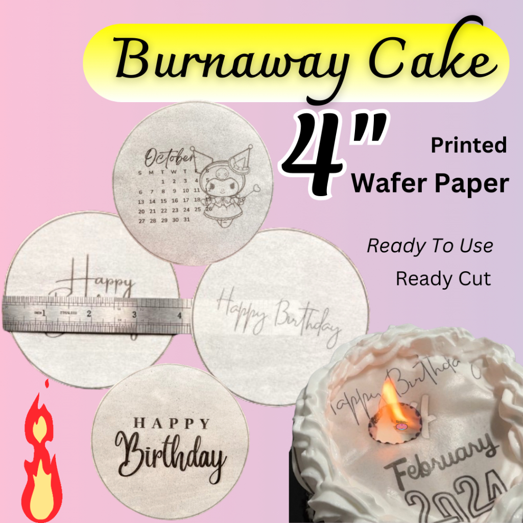 Burnaway cake Wafer paper printing, 4",edible cake decoration, wafer ...