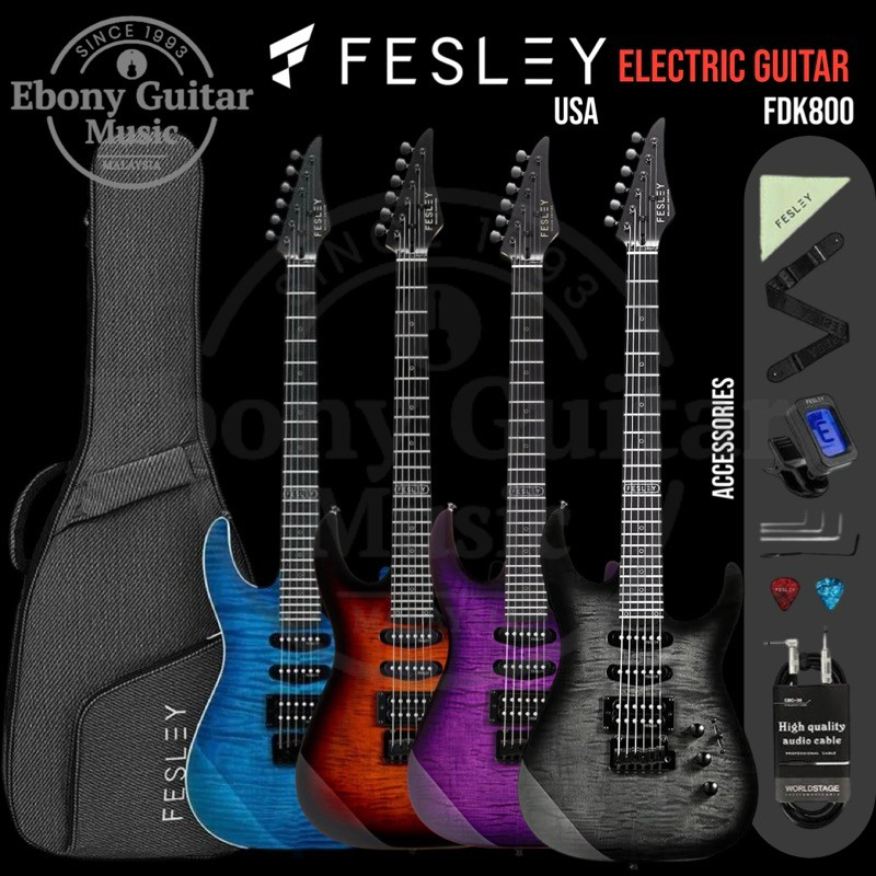 FESLEY (USA) Super Strat Design Electric Guitar FDK800 with full ...