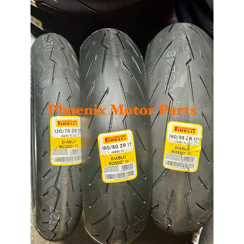 Pirelli Diablo Rosso 4 Rosso IV Tyre Tayar 120/70-17 / 160/60-17 / 180 ...