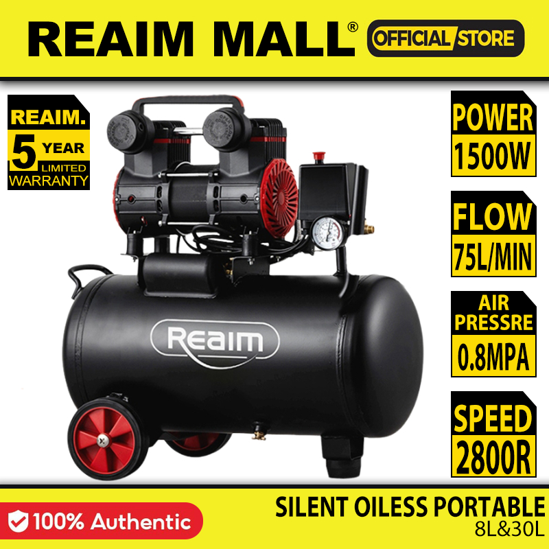 REAIM Air Compressor 1500W 30L 0.45hp Mini Oifree Portable Air Pump ...