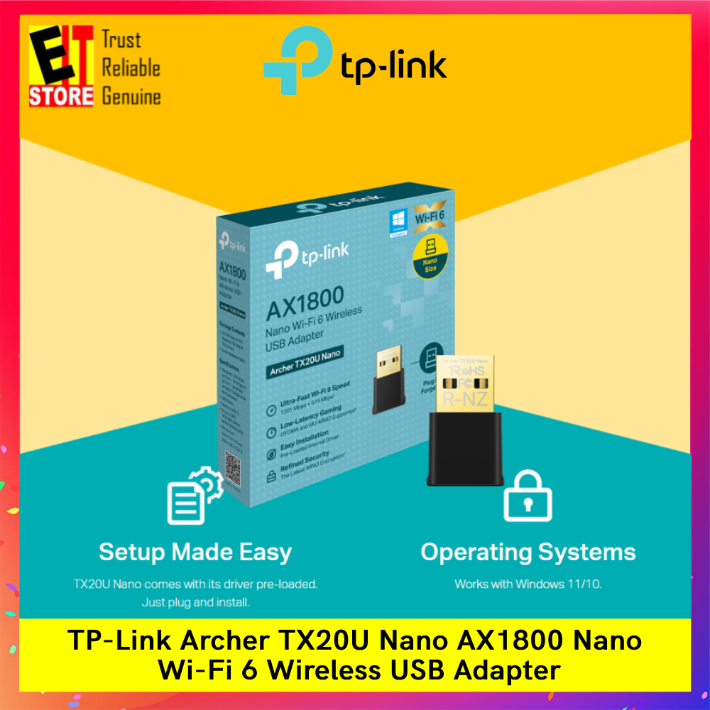 TP-Link Archer TX20U Nano AX1800 Nano Wi-Fi 6 Wireless USB Adapter ...