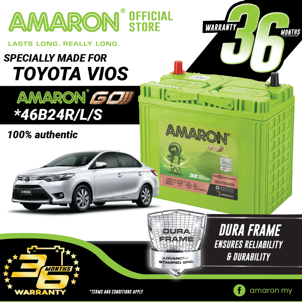 AMARON GO Series 46B24R/L [NS60R/L] Car Battery for Toyota Vios ...