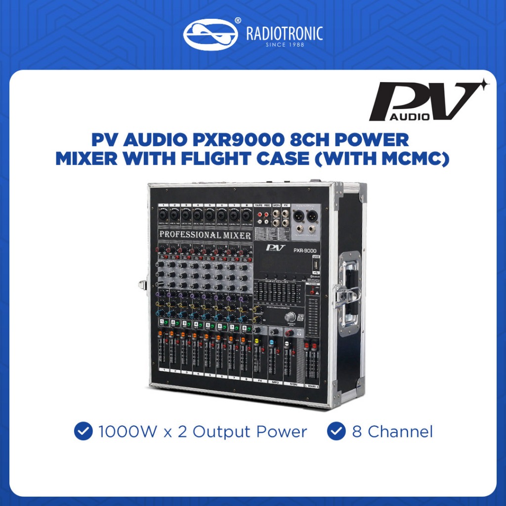 PV AUDIO PXR9000 8 Channel 1000W Power Mixer With Flight Case (MCMC Approved) | Shopee Malaysia