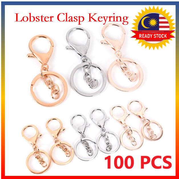 [100 PCS] Key Ring Key Chain Lobster Ring Popular Classic Lobster Clasp ...