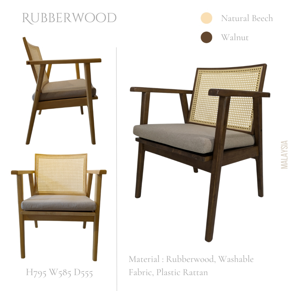 Dining Arm Chair Rattan, Kerusi Rotan Meja Makan, Chair Nordic, Kerusi ...