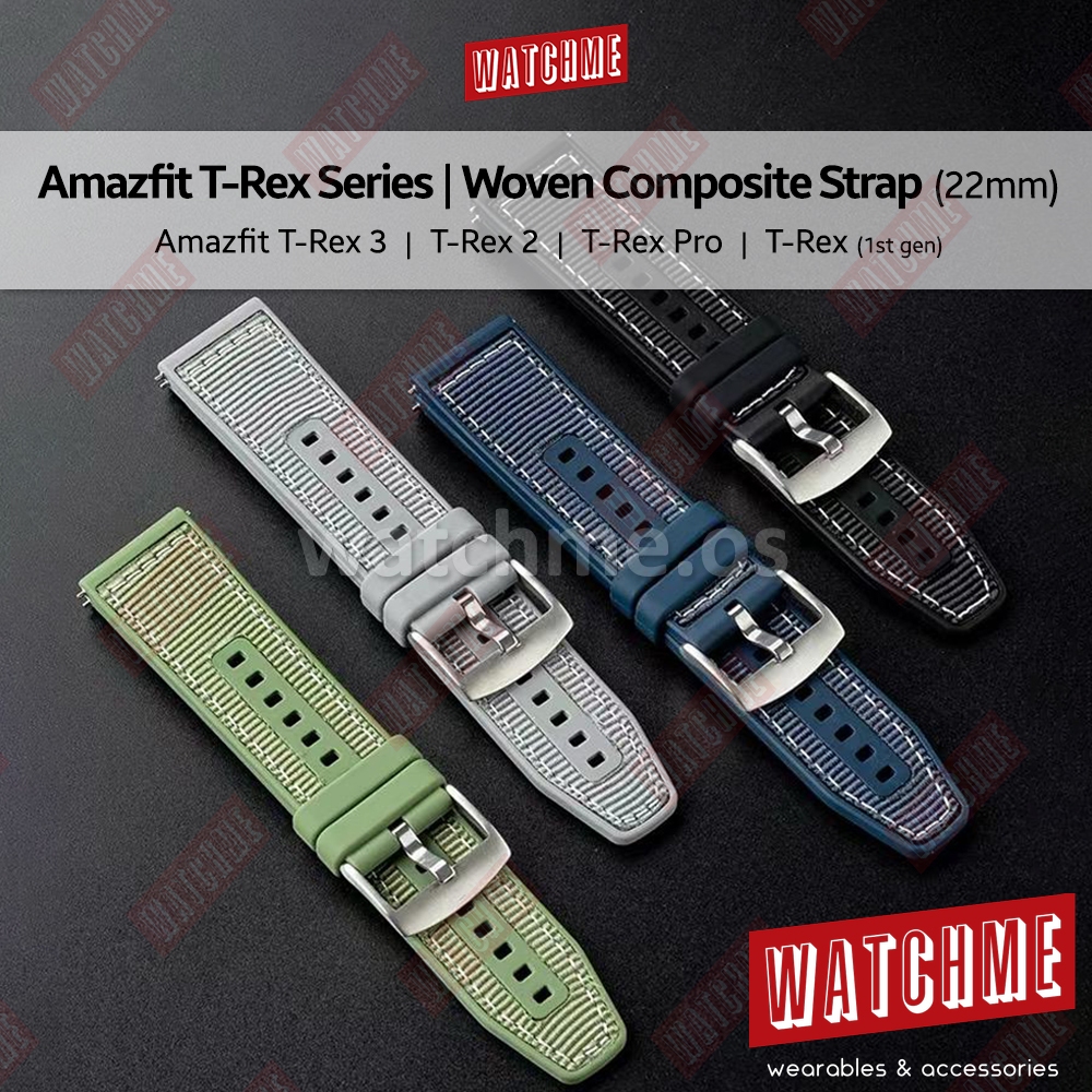 Amazfit T-Rex 3, T-Rex 2, T-Rex Pro Strap, Woven Composite Series 22mm (for watch trex3 trex2 ...