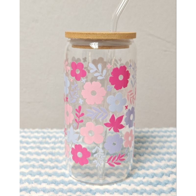 16oz Spring Flower Girl Designed Glasscup | Shopee Malaysia