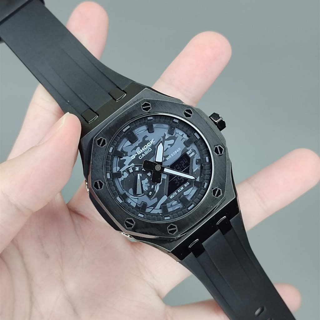 G Shock Custom GA2100 TMJ Custom AP Silver Black Army G shock AP GA2100 ...