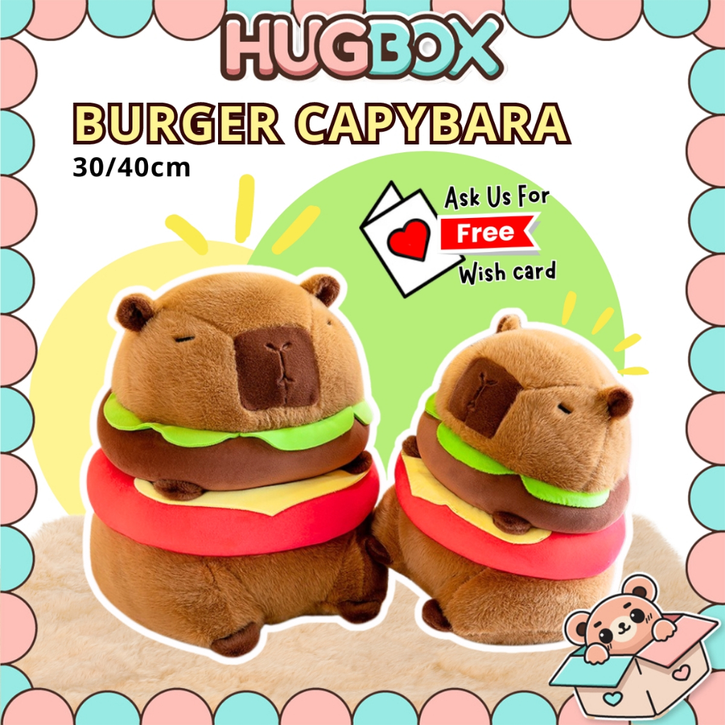🌈HugBox Patung Burger Capybara Plush Small Capibala Plushies Doll ...