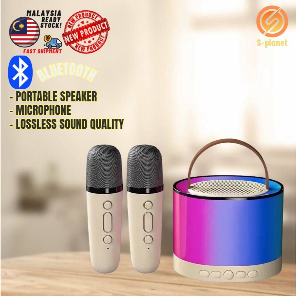 Bluetooth speaker K52 1/2 Mic Karaoke Machine Portable 5.3 PA Speaker ...