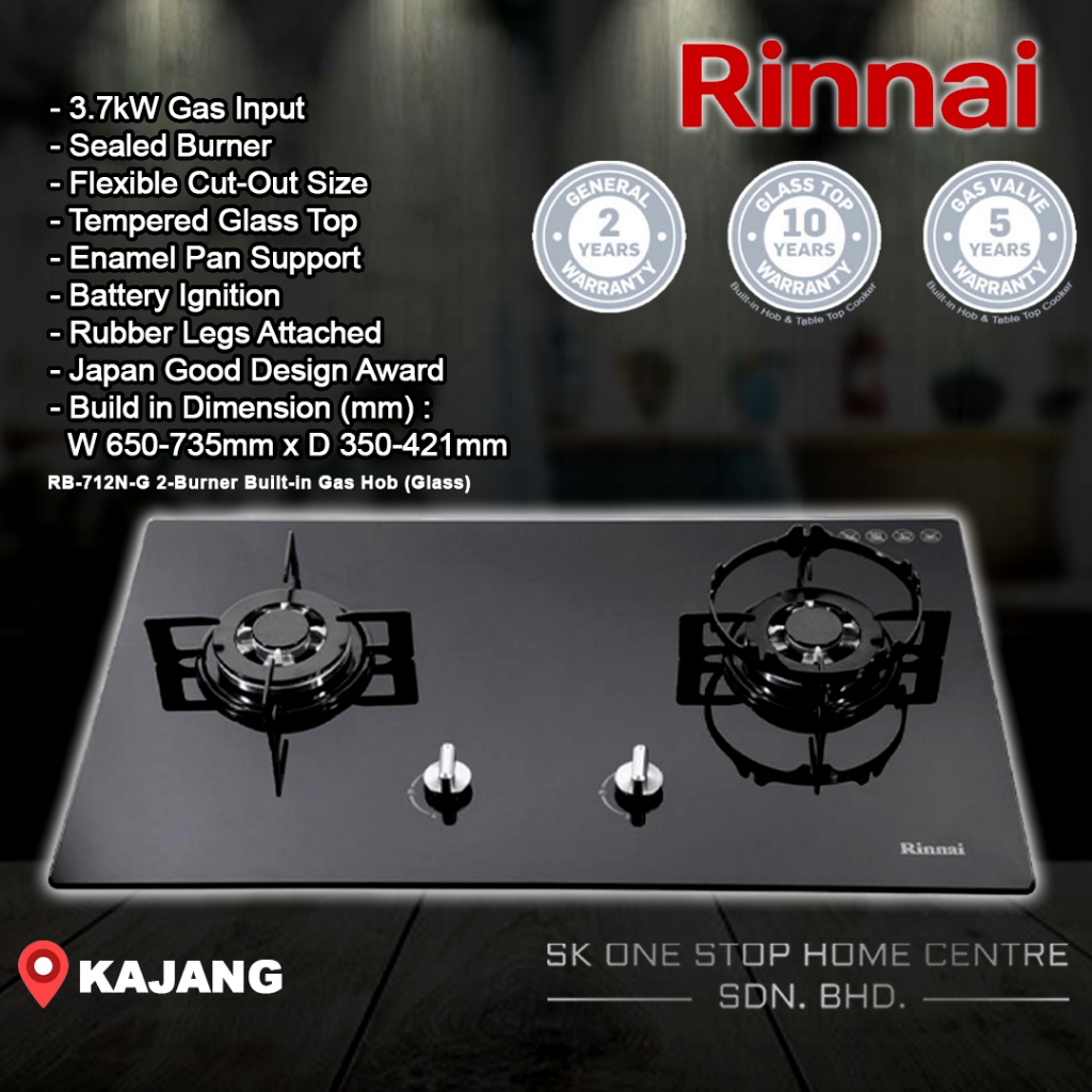 Rinnai RB-712N-G 2 Burner Built-in Gas Hob (Glass) | Shopee Malaysia