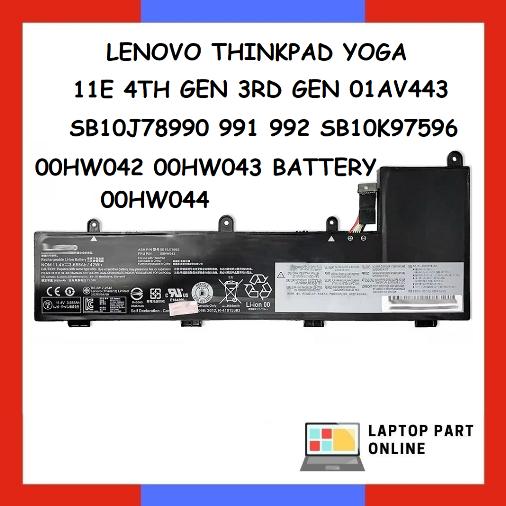 LENOVO THINKPAD YOGA 11E 4TH GEN 3RD GEN 01AV443 SB10J78990 991 992 ...