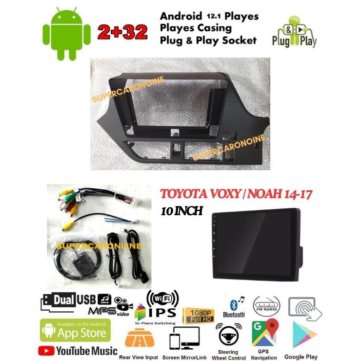 Toyota Noah / Voxy R80 2014-2021 android player 10 inch IPS Screen PLUG ...