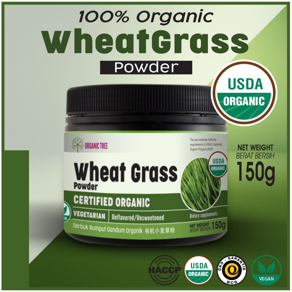 EXP09/2027 ORGANIC TREE 100% Organic Wheatgrass Powder 150g 有机小麦草粉 ...
