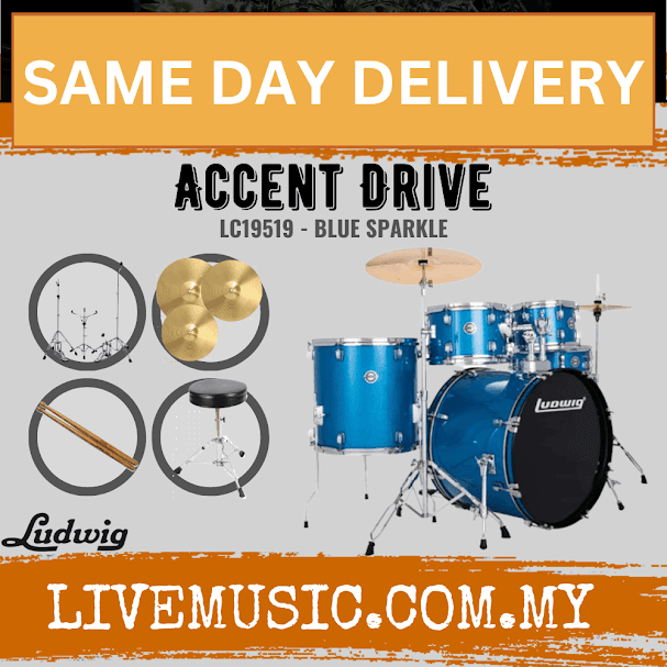 Ludwig Accent Drive 5-Piece Drums Set w/Hardware+Throne+Cymbal | Shopee ...