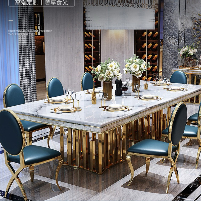 [PREORDER] LUXURY MARBLE STAINLESS STEELL DINING TABLE DESK MEJA MAKAN ...