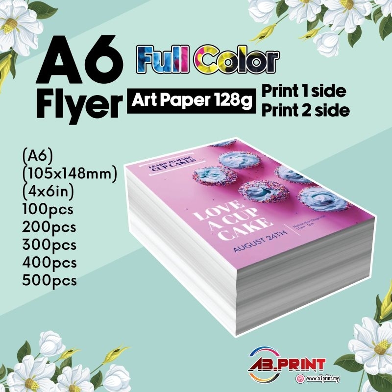 Flyer Printing A6 128gsm Art Paper/Flyer Cetak/Colour Digital Printing ...